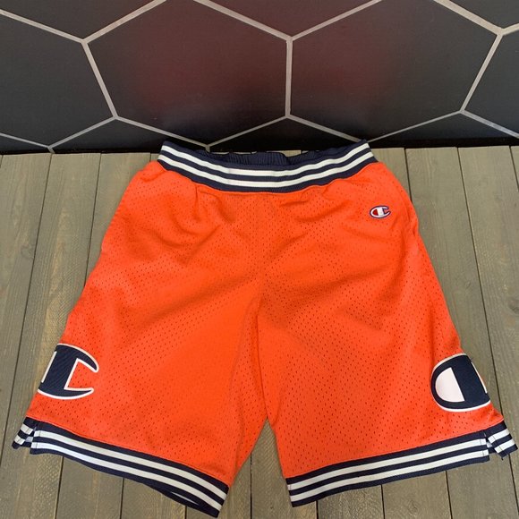 Champion | Shorts | Used Mens Champion Navy Blue Neon Orange Logo ...